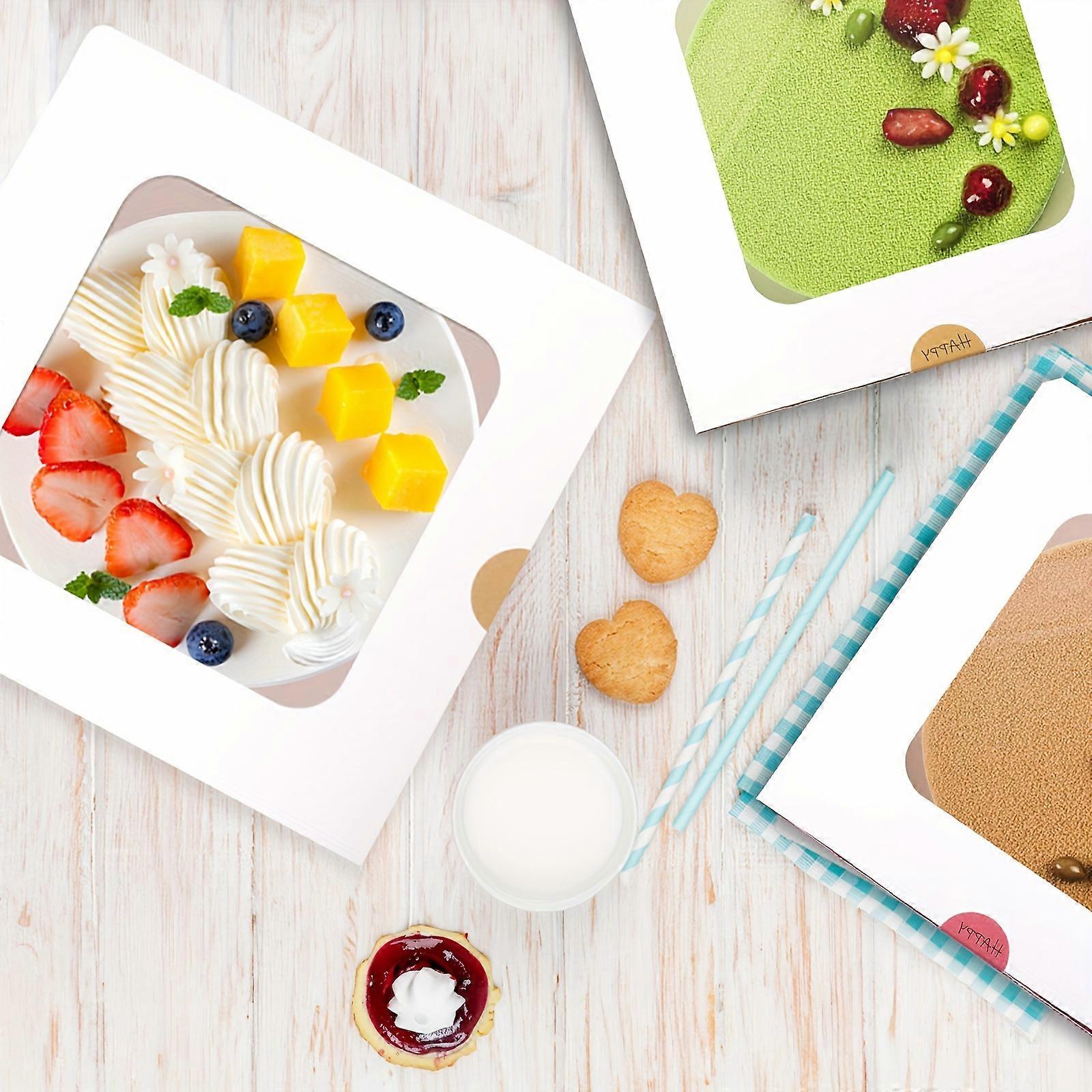 New models 30-Piece Premium White Cardboard Cake Box Set - 15 Windowed ...