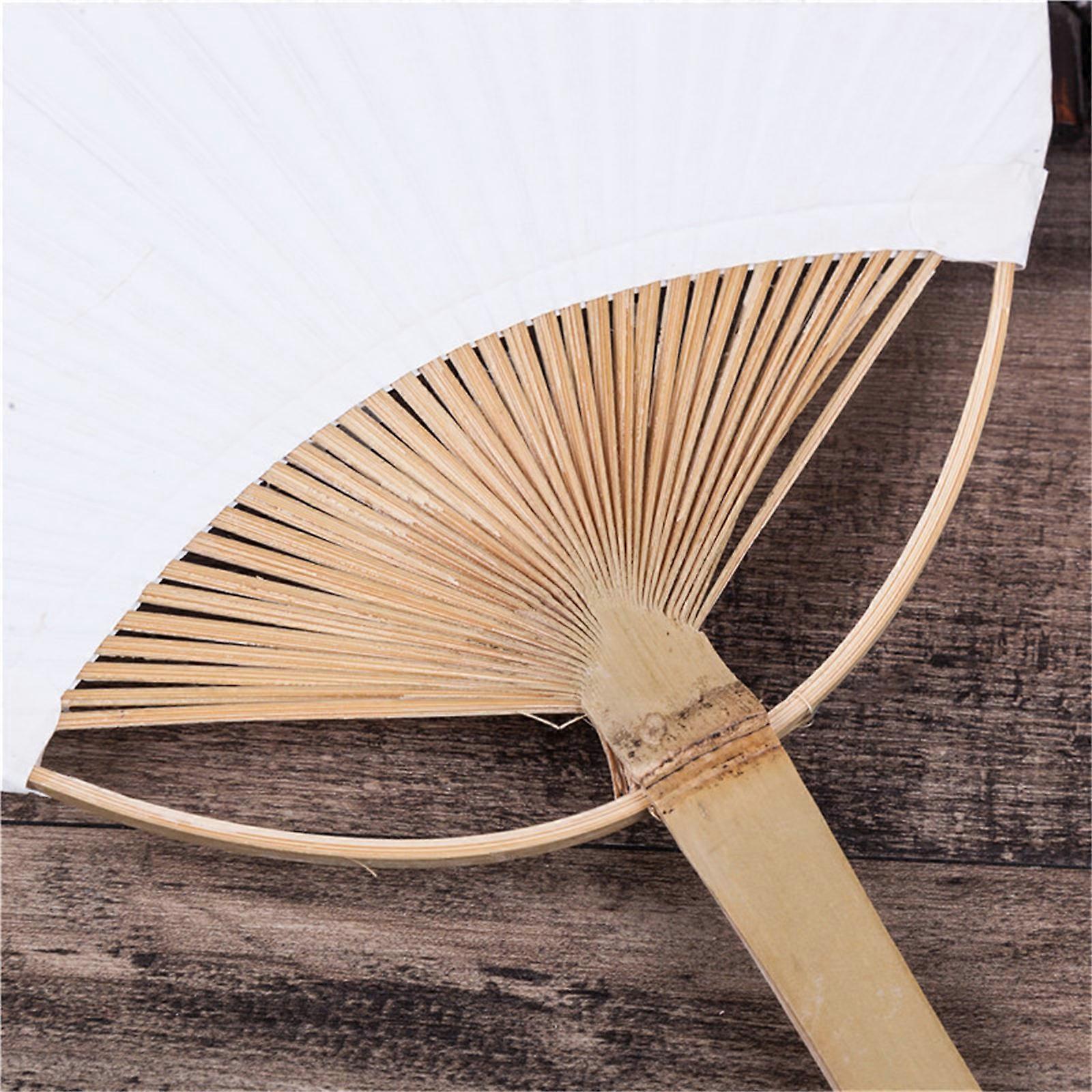 Handheld Fan with Natural Wood Handle Crafts Blank Paper Fan Suitable ...
