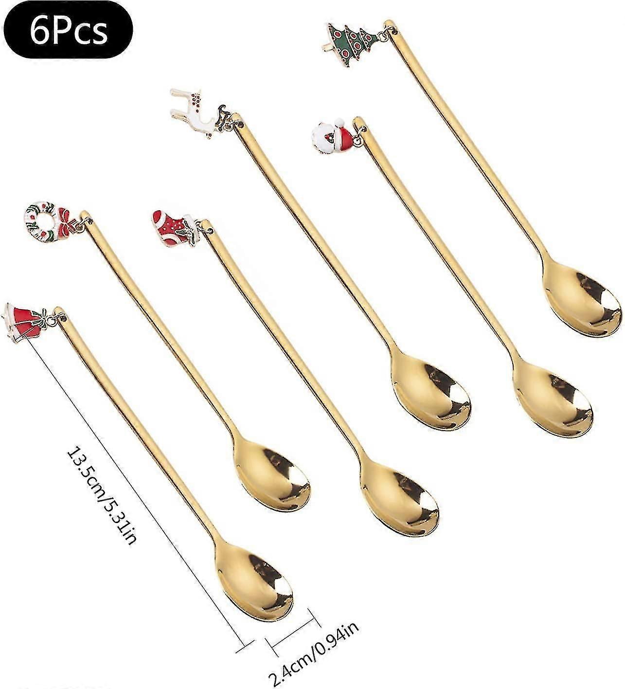 Christmas Coffee Spoons, Pack Of 6 Christmas Spoons Christmas | Fruugo UK