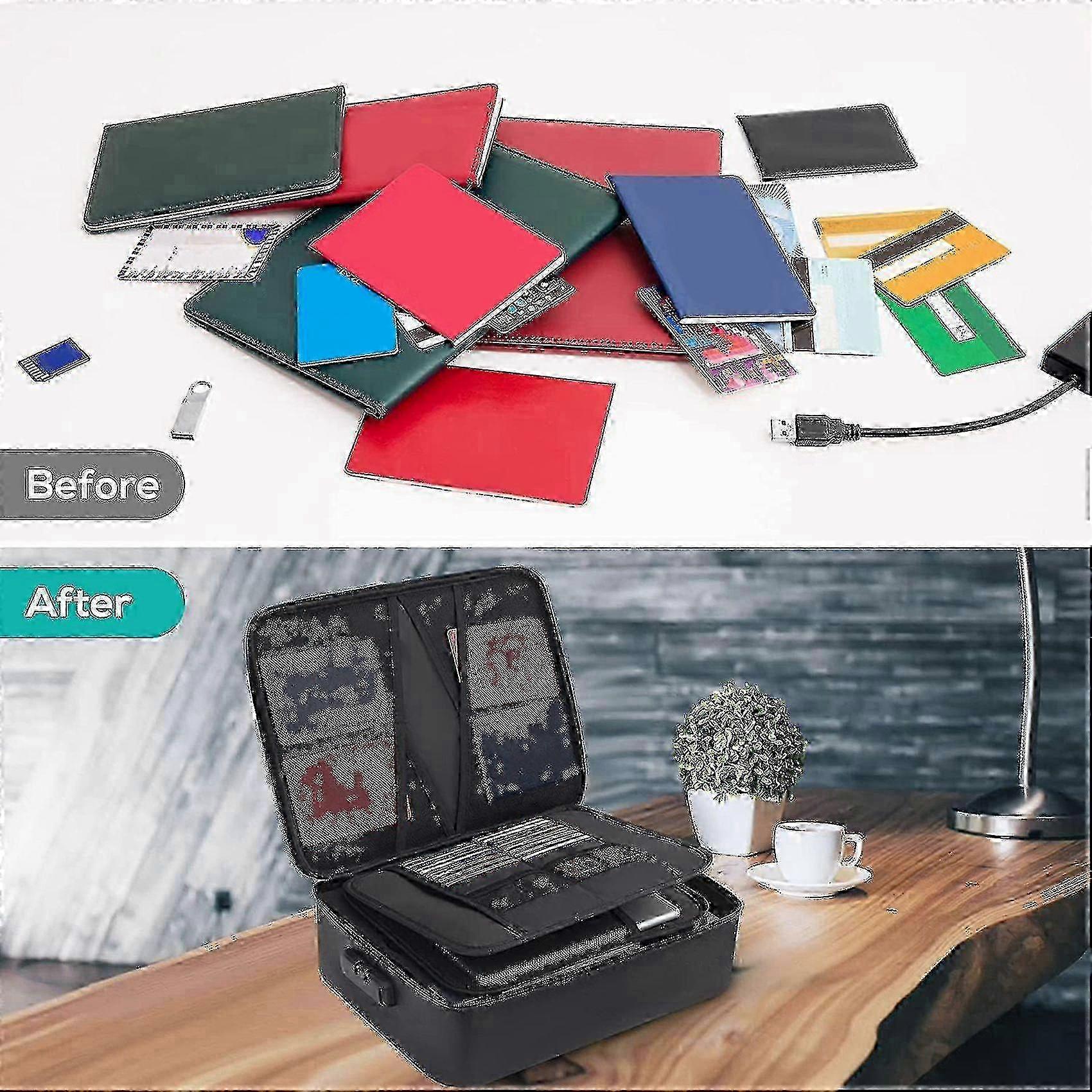 Fireproof & Waterproof Document Bag with Lock - Portable Safety Box for ...