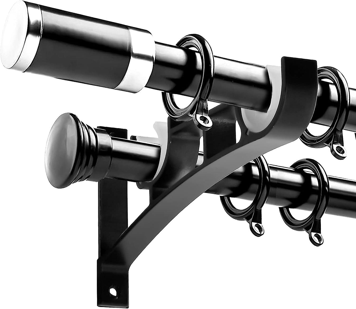 2Pieces Heavy Duty Metal Curtain Rod, Curtain Rod Bracket, Double ...