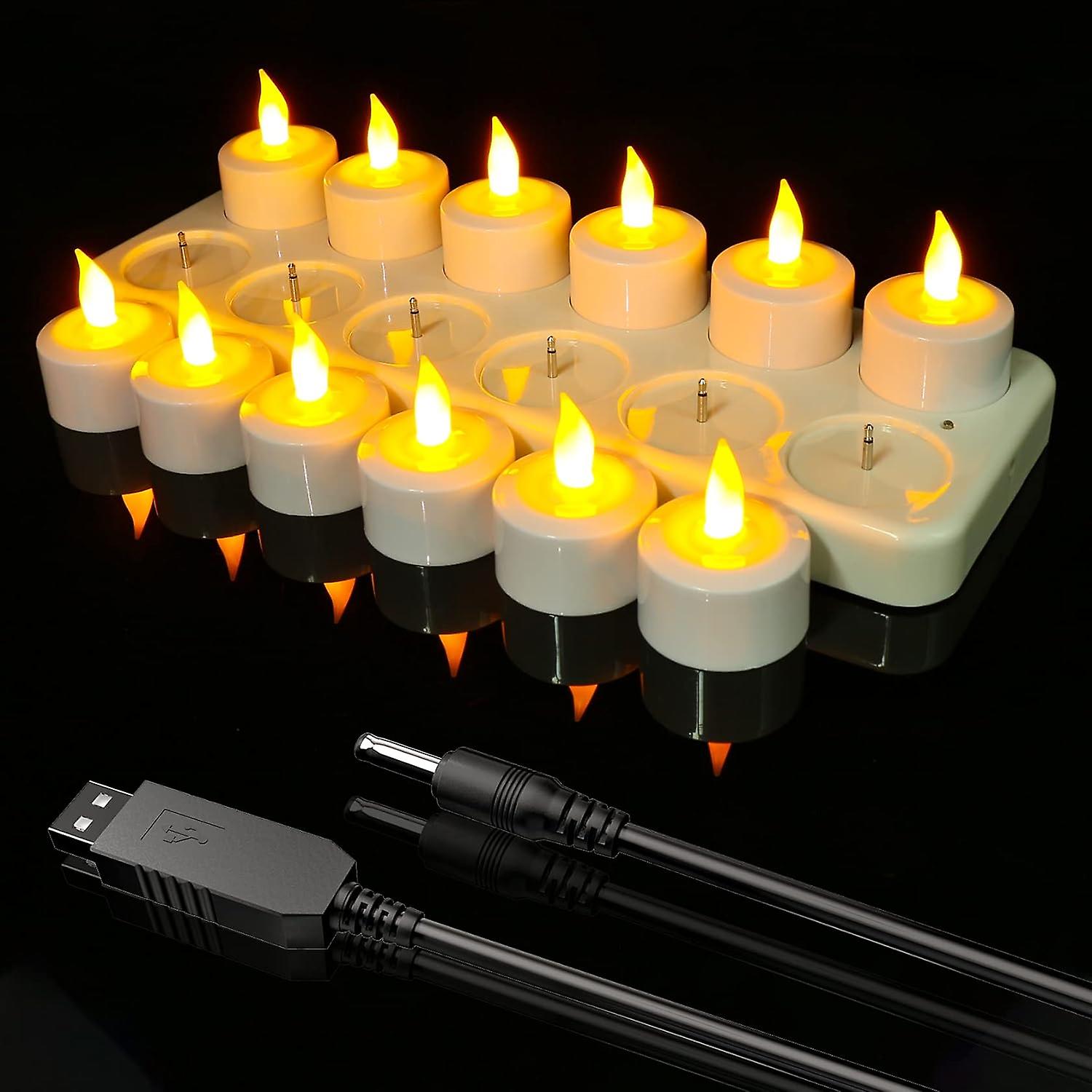 12 Led Rechargeable Candles With Charging Platform. Spa-salons ...