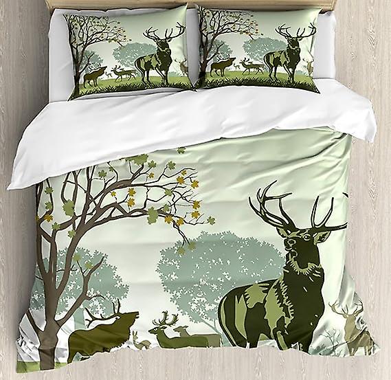 Antlers Duvet Cover Set Deer And Wildlife In Park World Natural ...