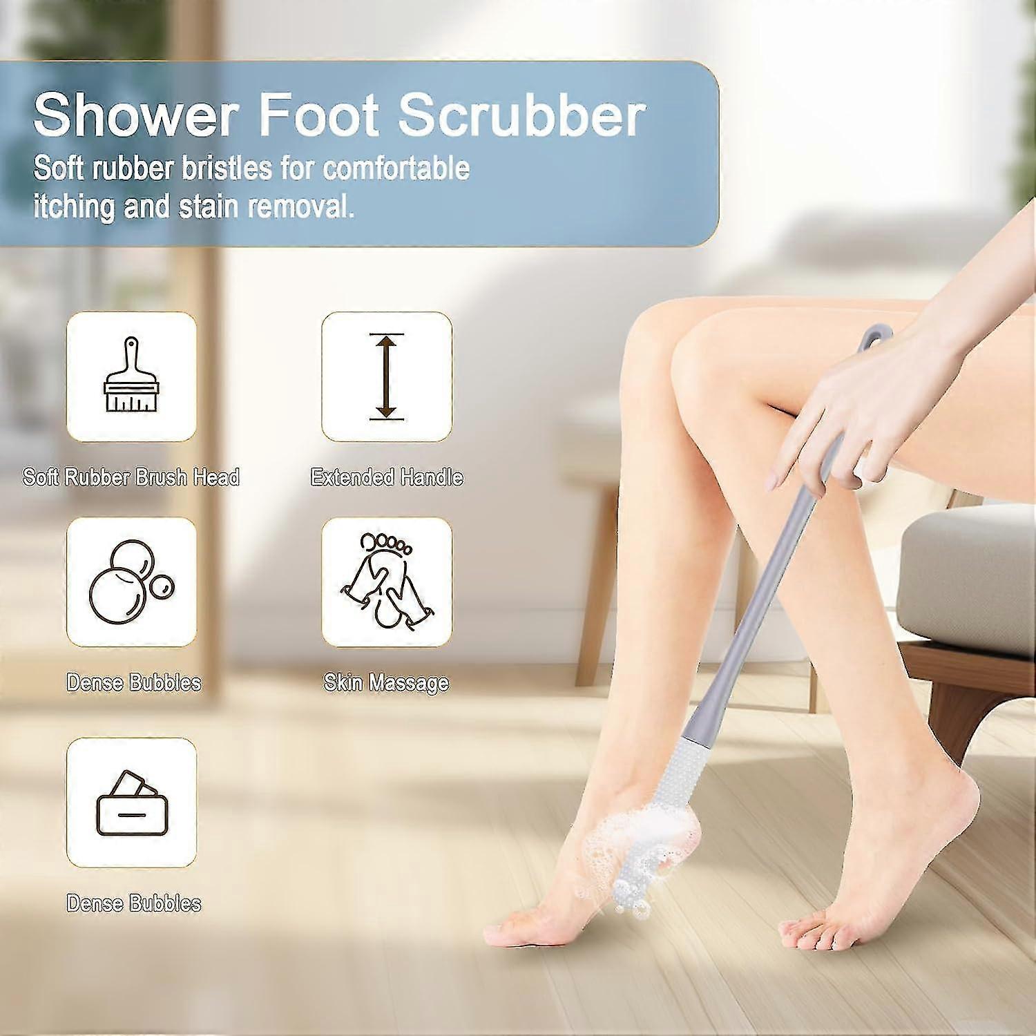 2pcs Toe Cleaning Brush,Foot Scrubber in Shower Long- Handled Toe ...