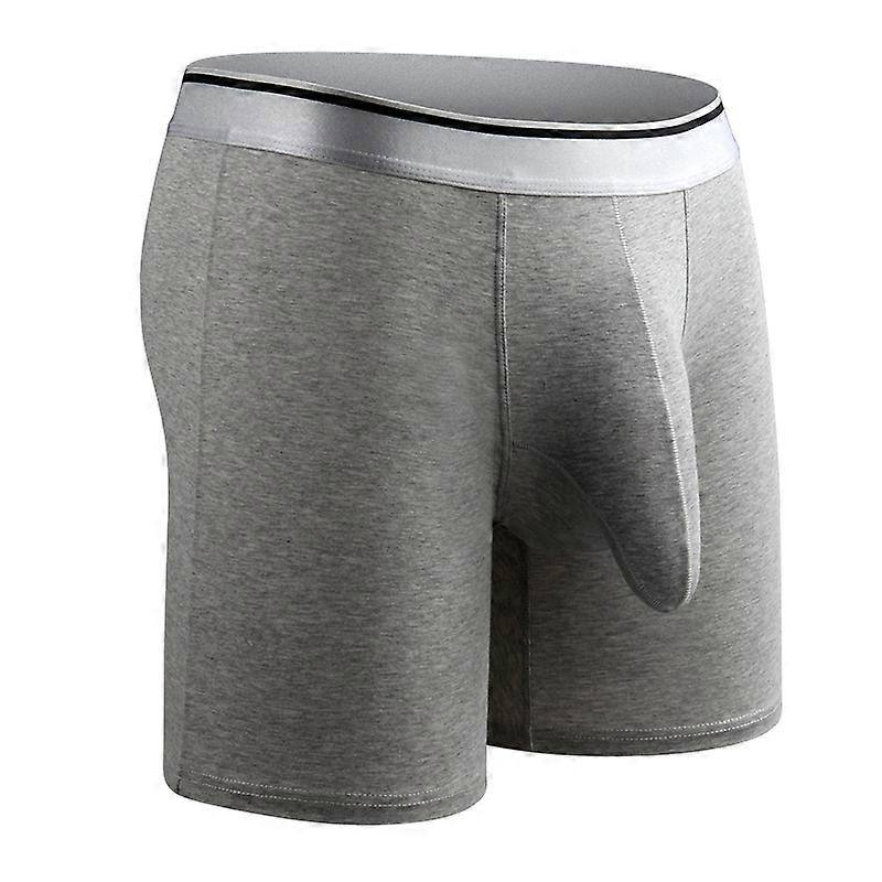 Men Underwear Long Leg Boxers Shorts Cotton Breathable Solid Bulge ...