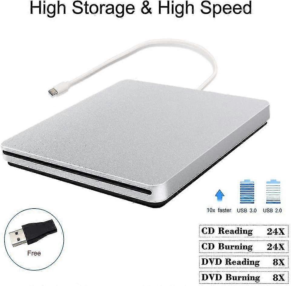 External Cd Dvd Drive Usb C Cd Dvd Burner/writer Slim Portable Slot In ...