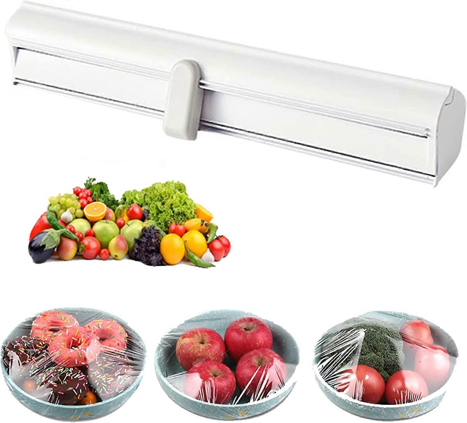 Plastic Wrap Dispenser with Slide Cutter, Reusable Plastic Wrap ...