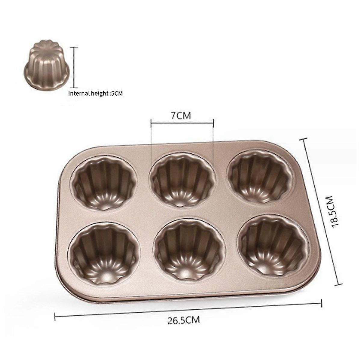 4-Cavity Canele Mold Cake Pan, Non-Stick Canele Baking Pan for Oven ...