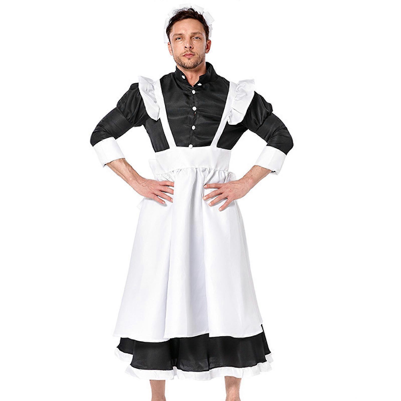 Men's Funny Set Fitted Male Servant Dress Role Playing Costume Stage ...