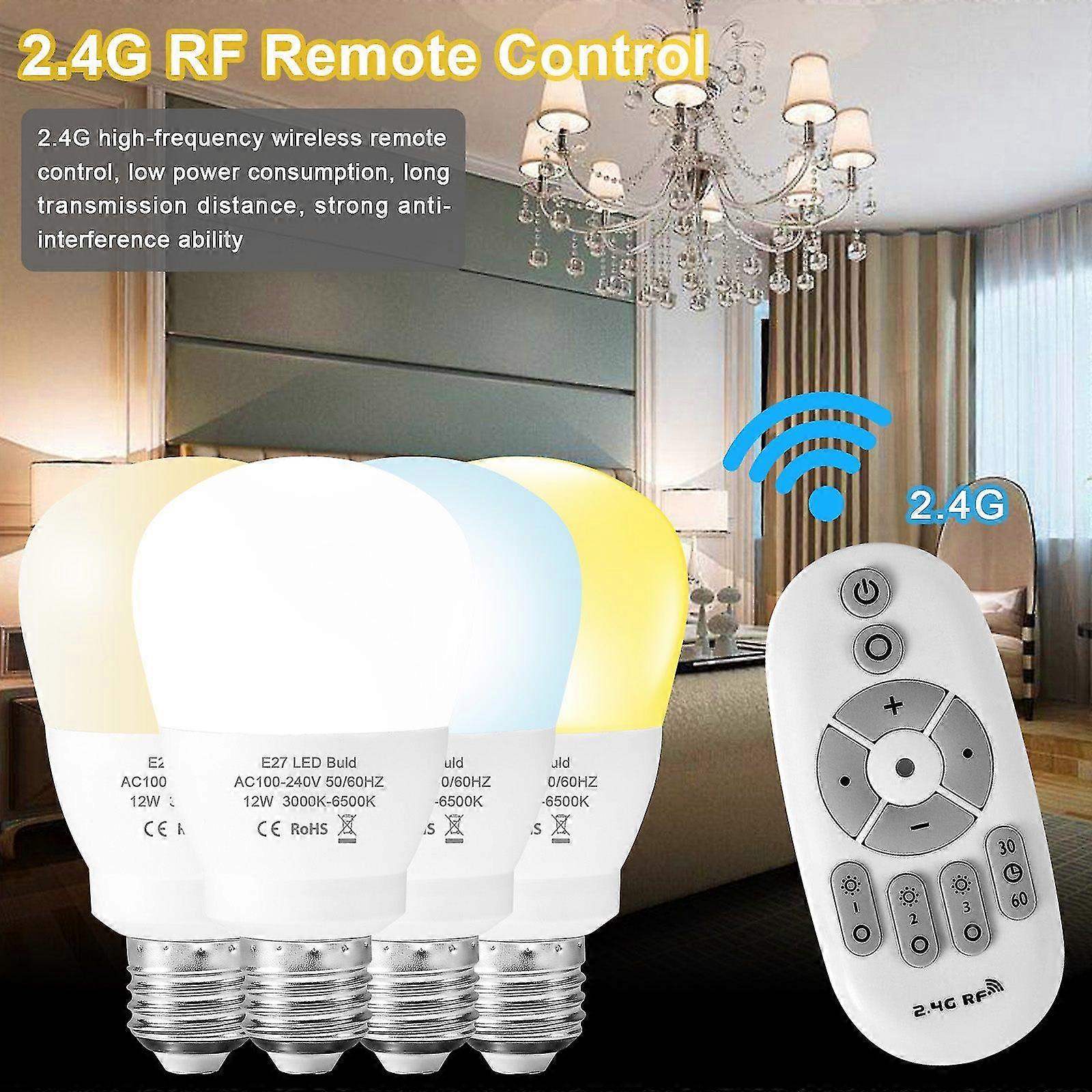 E27 led dimmable light bulbs ac85-265v 6/9/12w wireless remote rf bulbs ...