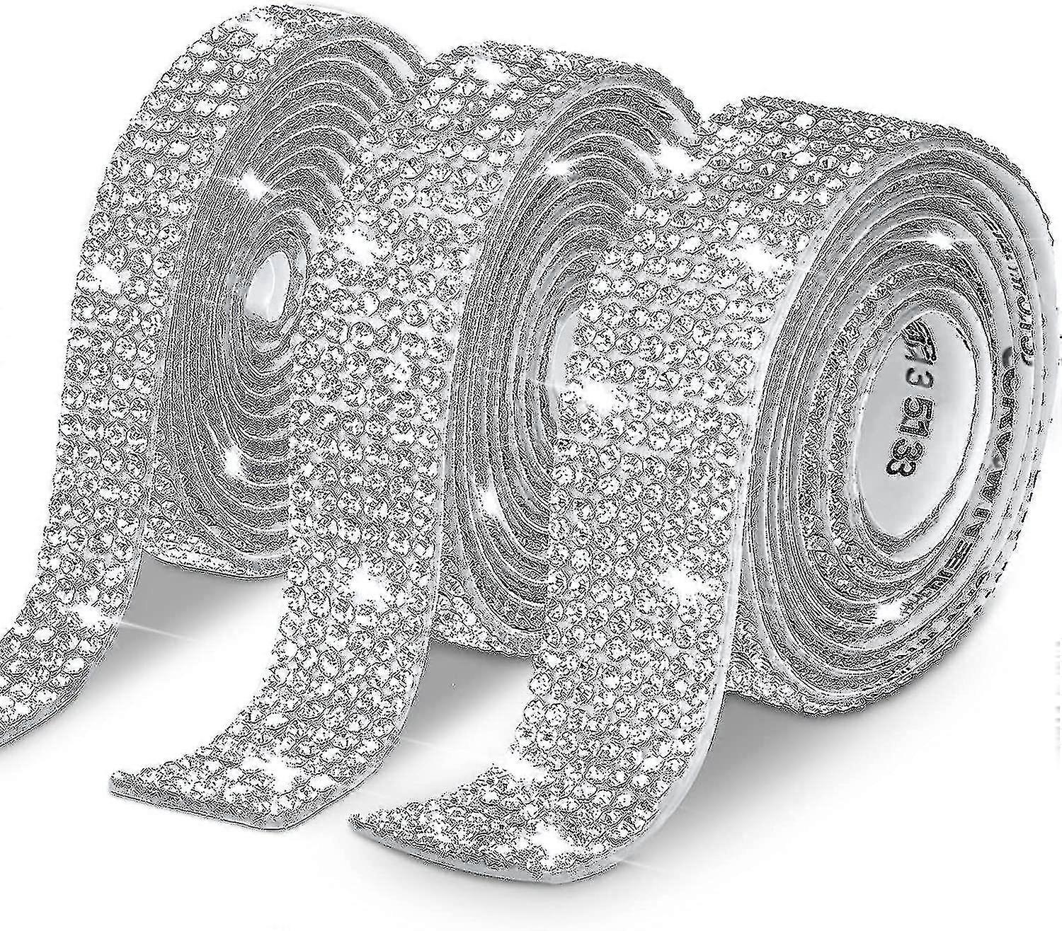 3 Rolls /6.6 Yards Self-adhesive Crystal Rhinestone Ribbon,diamond ...