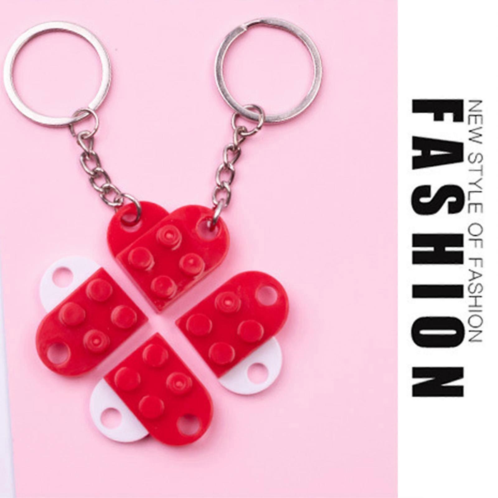 Building Blocks Key Chain Love Couple Keychain Multi-color Creative Key ...