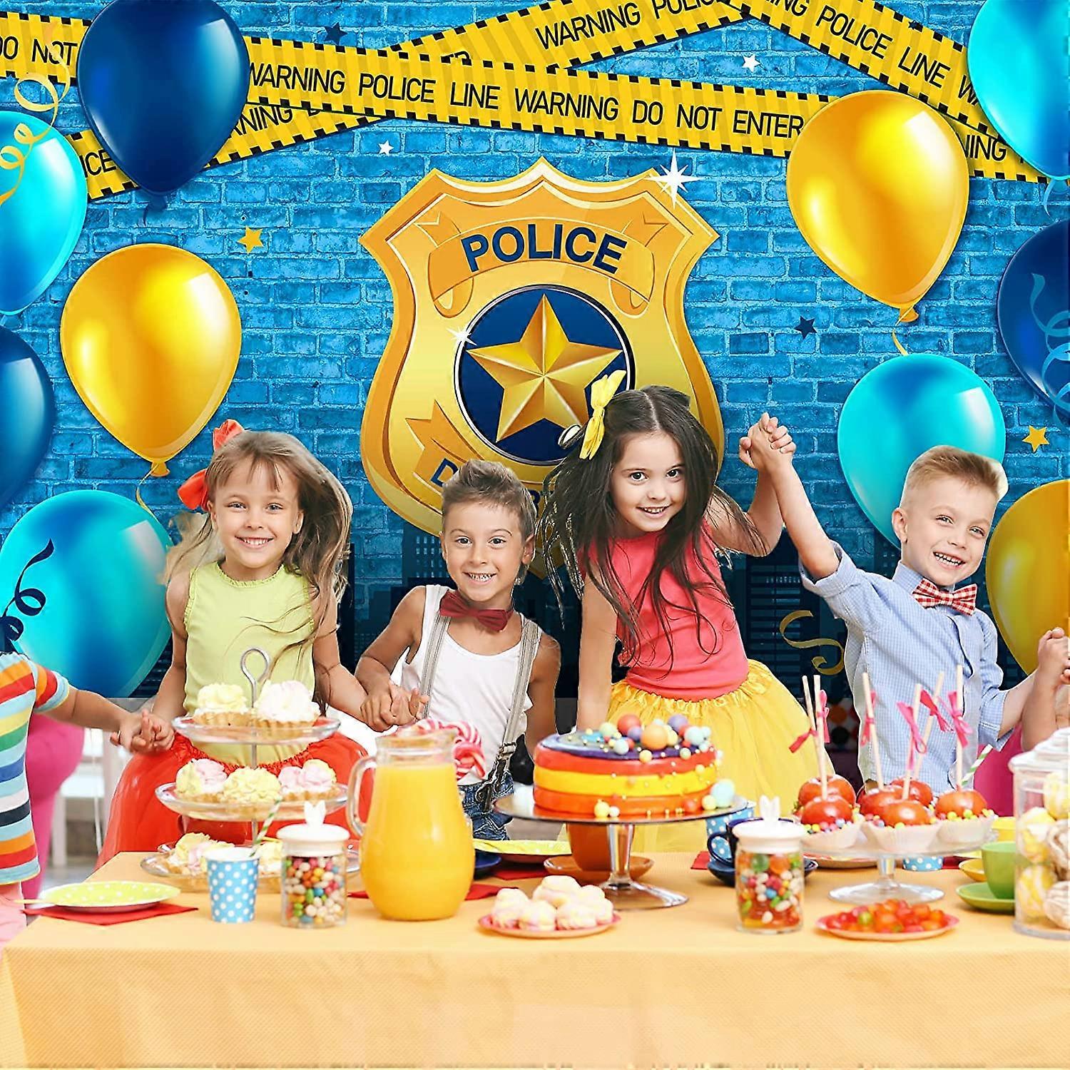 Police Party Photography Banner Police Department Badge Blue Brick Wall ...