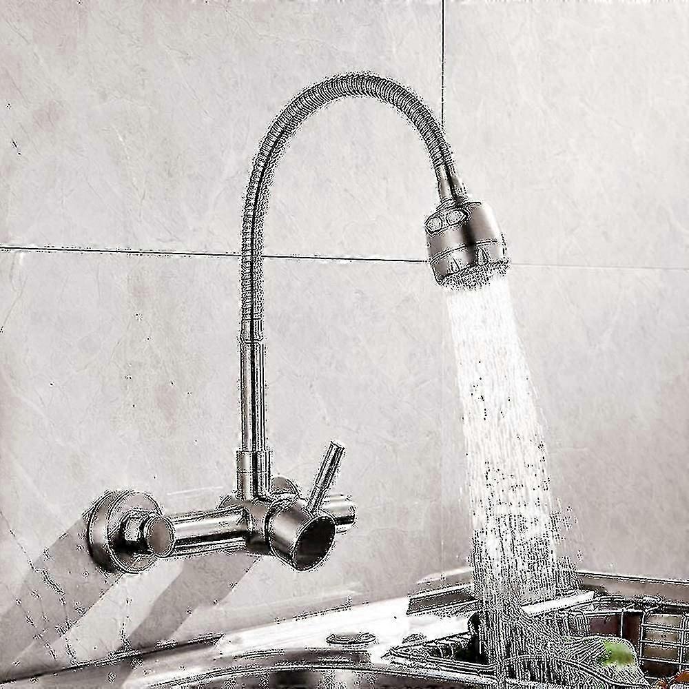 Kitchen Faucet Wall Mounted 304 Stainless Steel Sink Faucet 360 ...