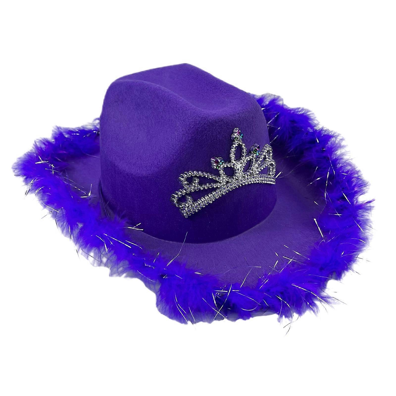 Rhinestone Crowns Cowboy Hat for Female Large Brim RolePlay Cowgirl Hat ...