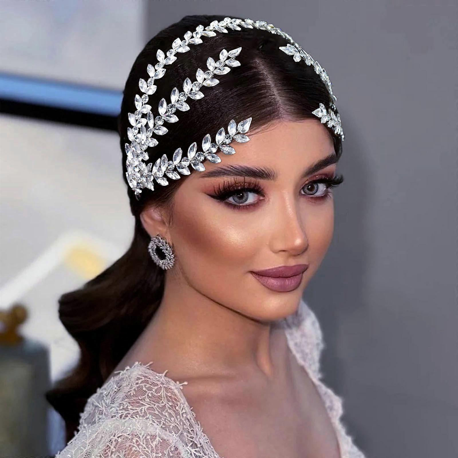 Wedding Headpiece for Bride Crystal Rhinestone-Forehead Hairband ...