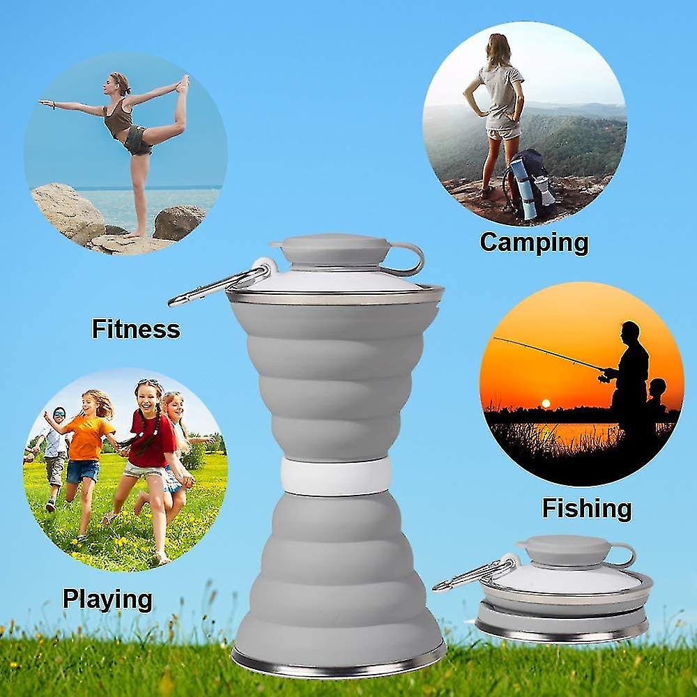 Collapsible Water Bottle - Camping Cup With Carabiner, Reuseable Silicone, Foldable & Leak Proof ...