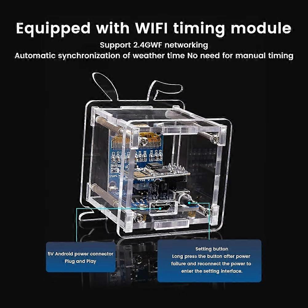 DIY ESP8266 Mini Electronic Clock Kits With OLED Display 2.4G WiFi Networking Case Included ...