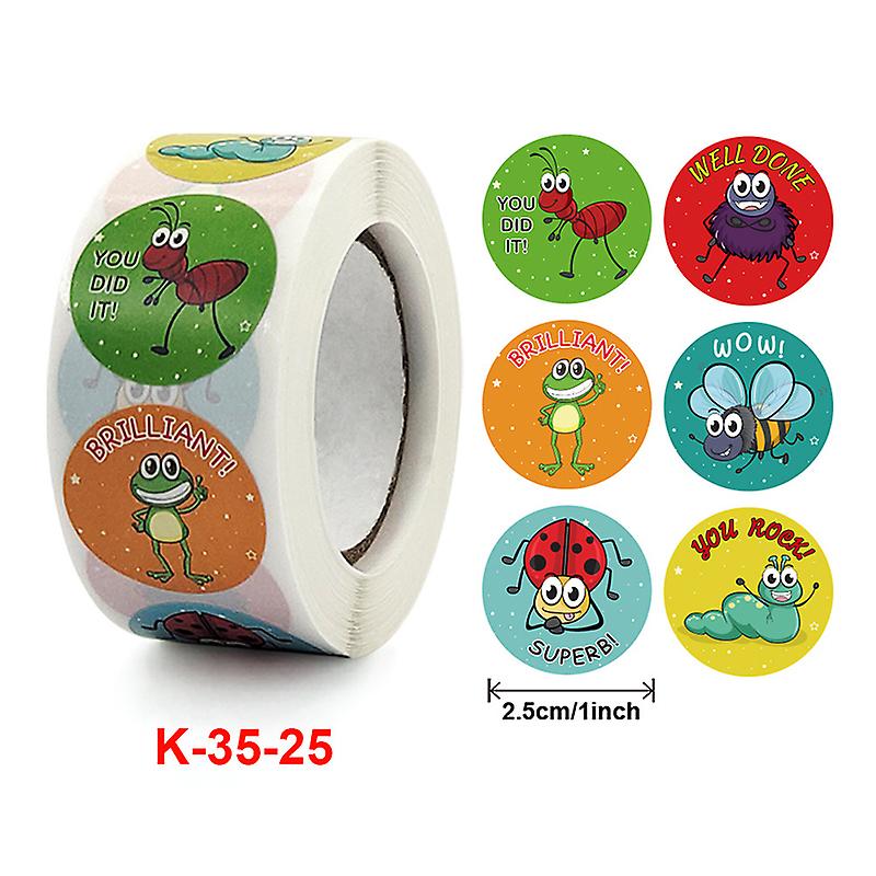 Kids Cartoon Cat Sticker Roll 500-count Stickers Round Teacher ...