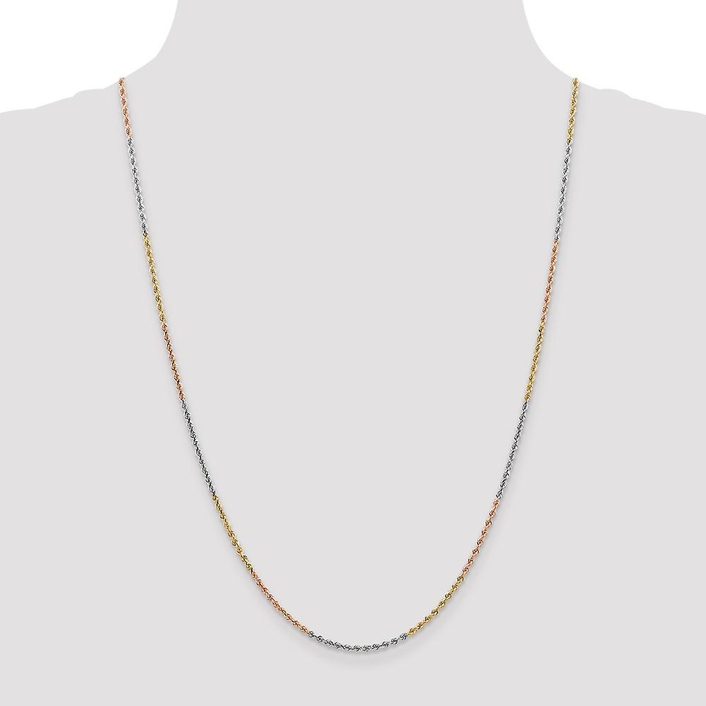 14k Tri Color Solid Gold 1.8mm D Cut Rope Chain Necklace Lobster Claw ...