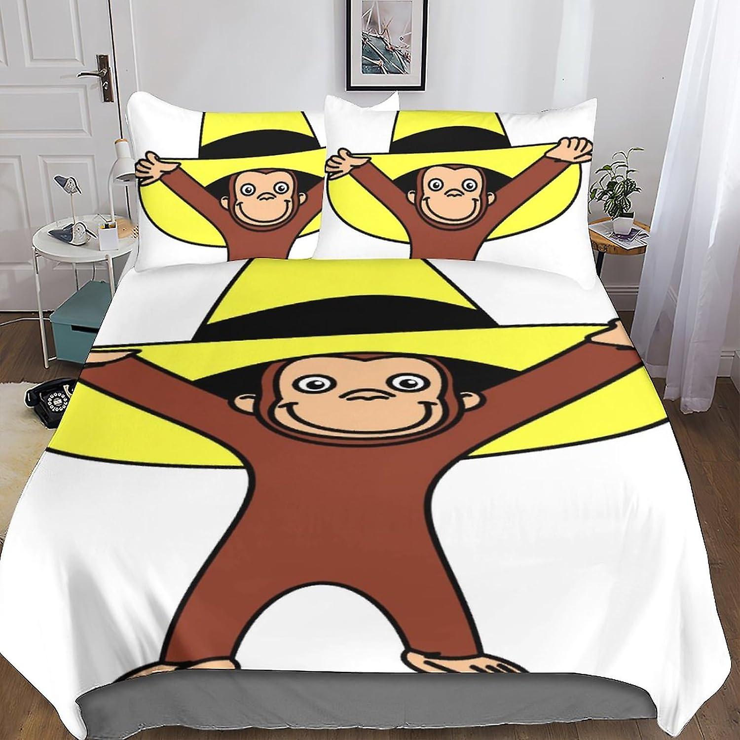 Curious George 3D for Childrens And Adults Printed Duvet Cover Set with ...
