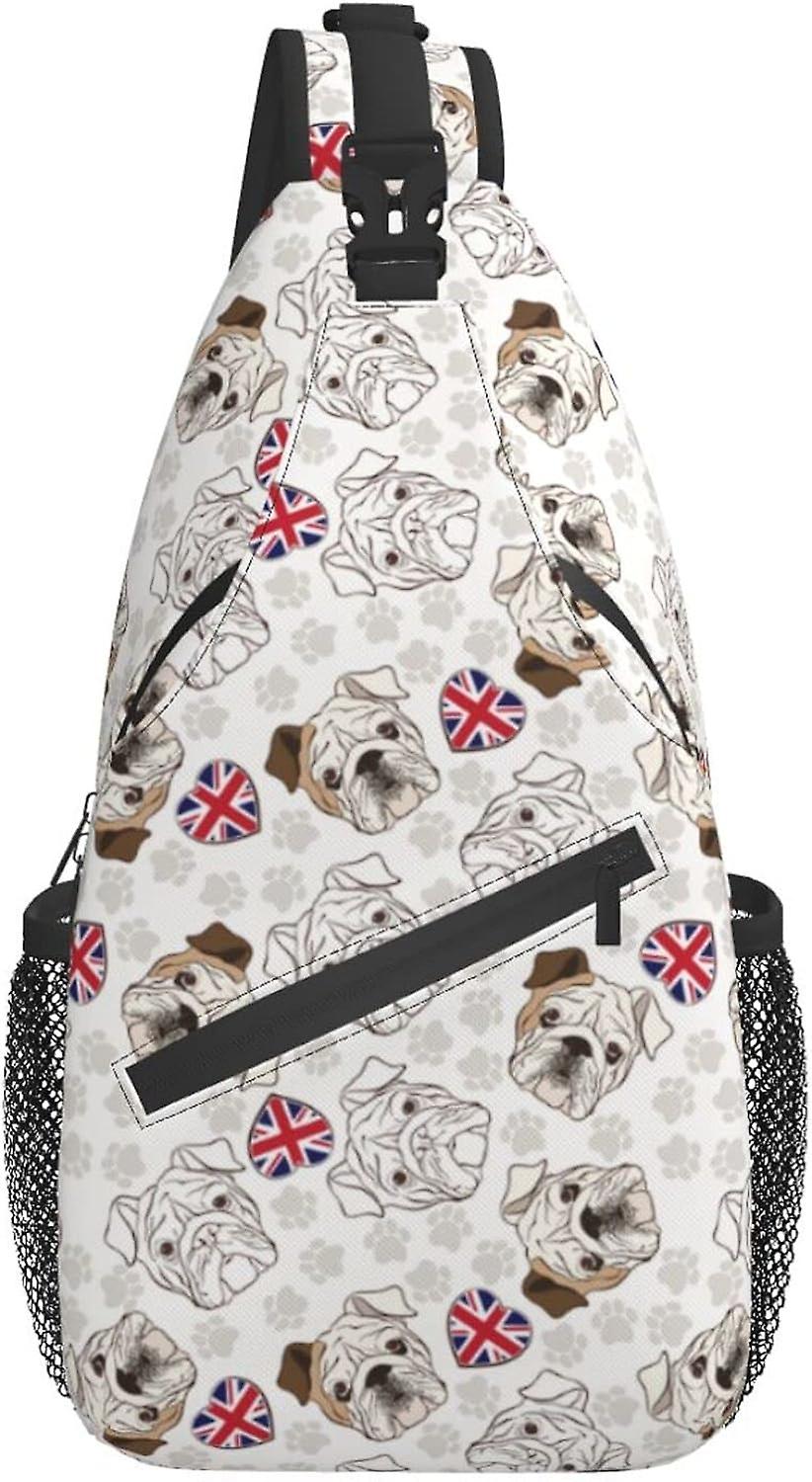 AT1099 Sling Bag English Bulldog Puppy Dog Hiking Daypack Crossbody ...