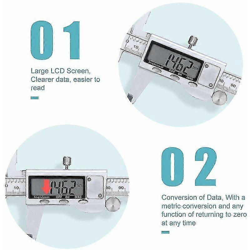 Electronic Digital Vernier Caliper Stainless Steel 150mm Measuring ...