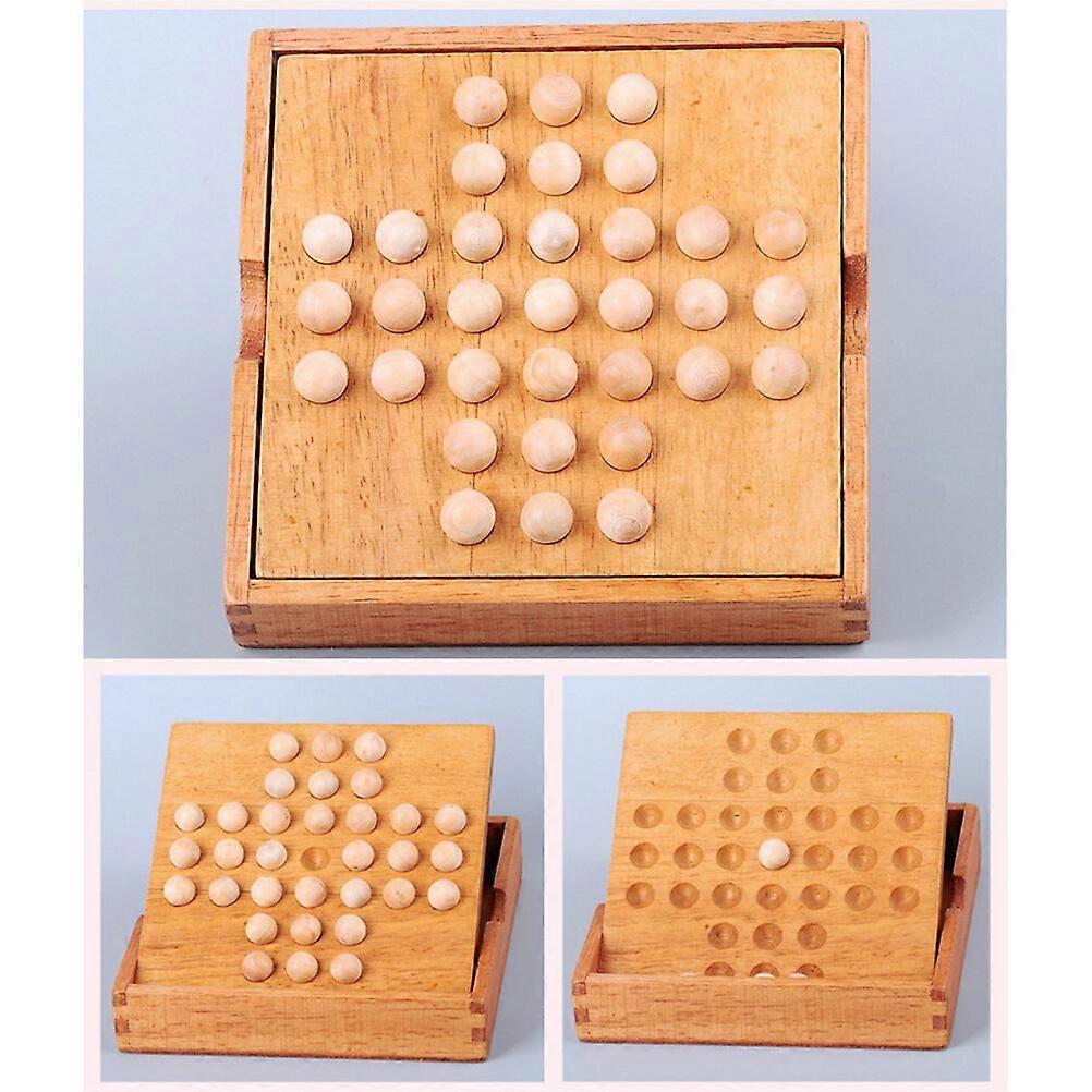 Wooden Solitaire Chess Board Game Single Chess Peg Classical ...