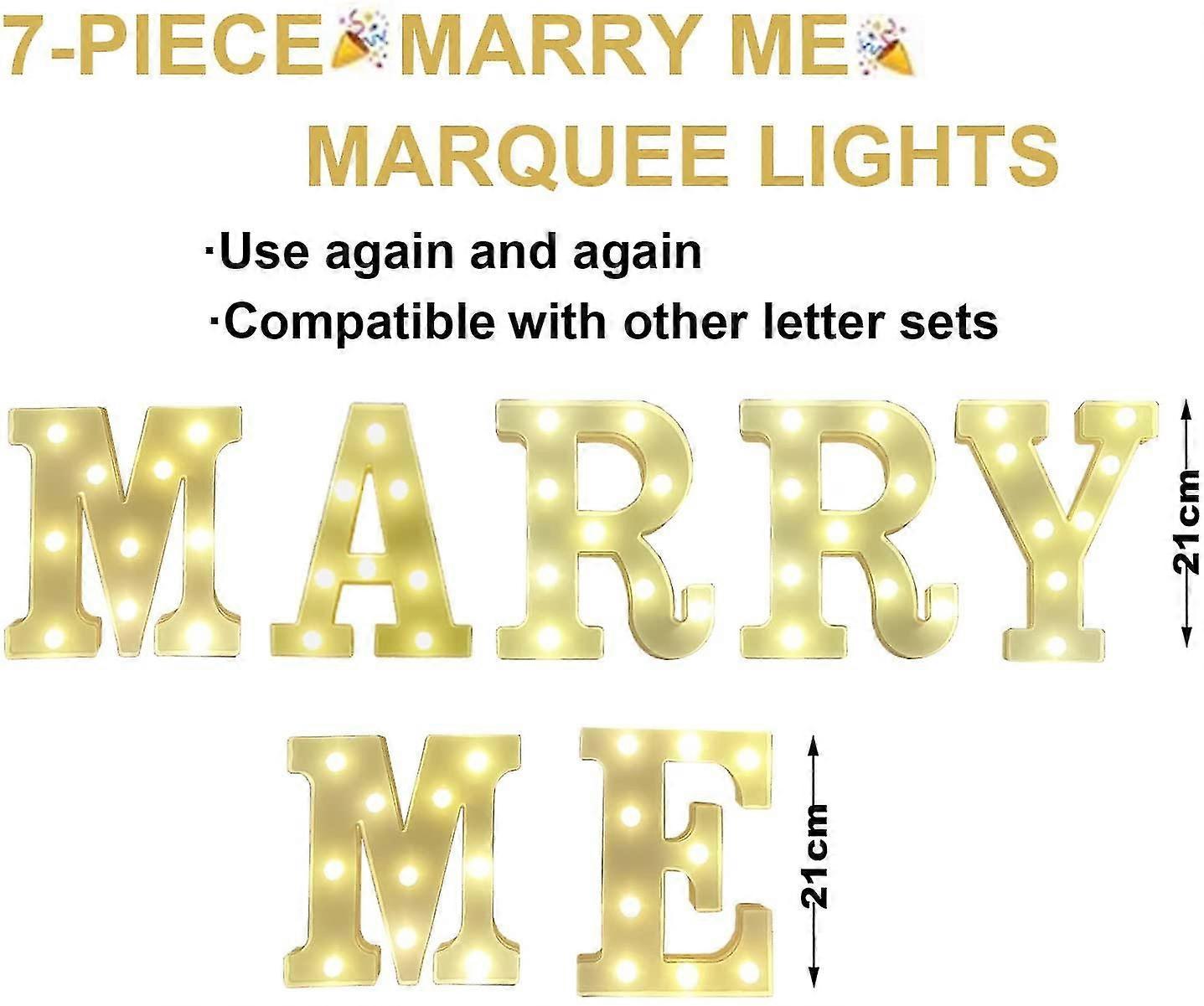 7 Led Lighted Letters, Marry Me Sign, Valentine's Day Gift, For ...