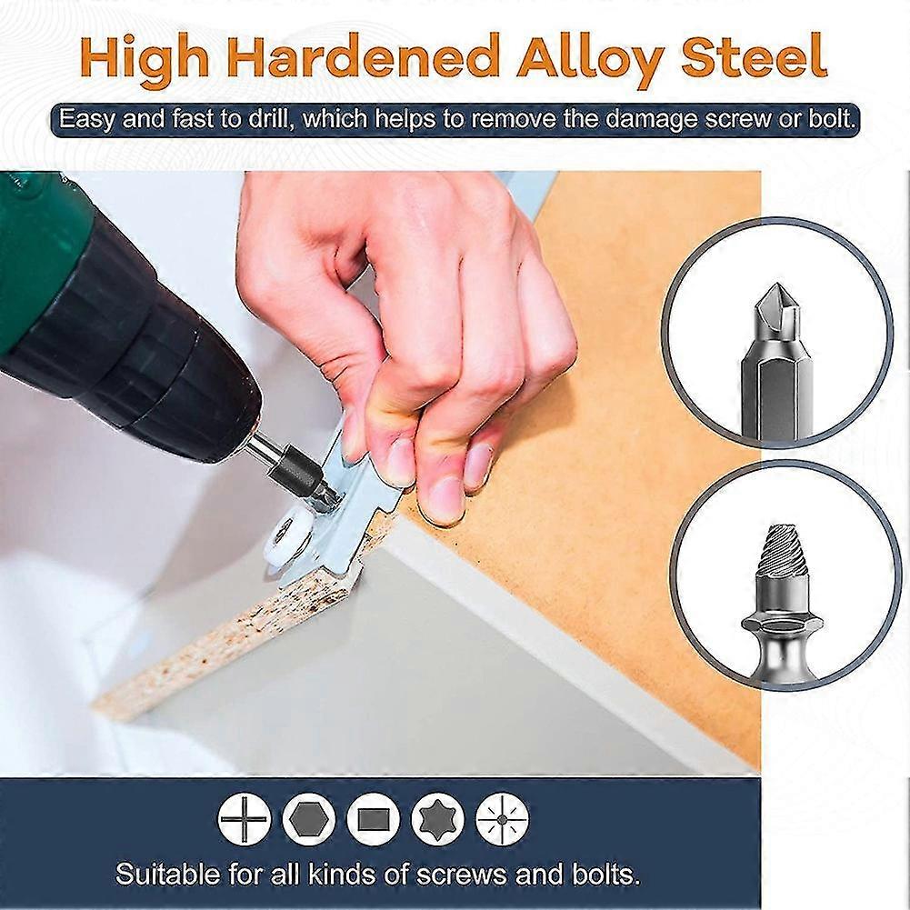 Damaged Screw Extractor Set,22 PCS Stripped Screw Extractor Kit, HSS ...