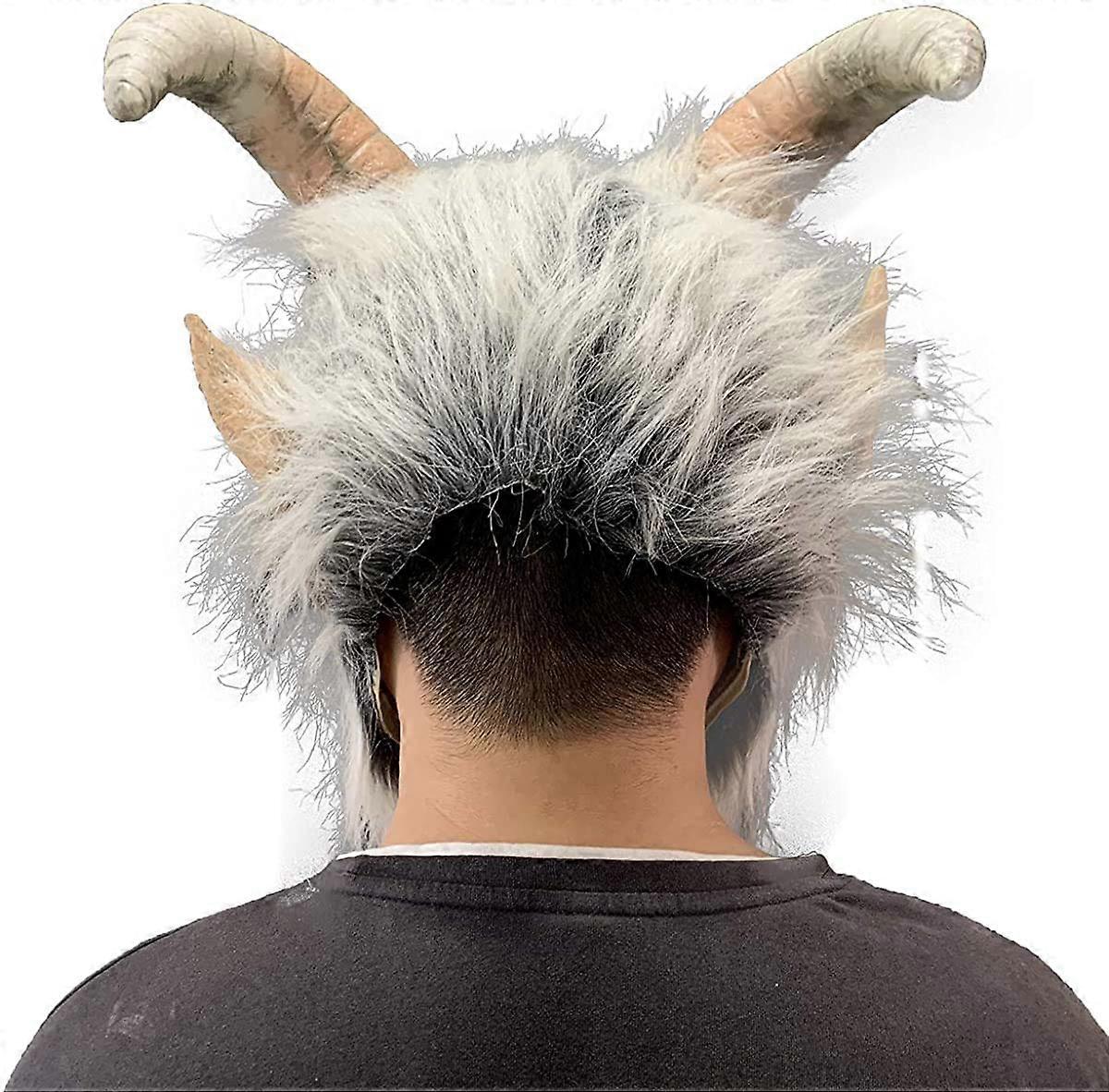 Lucifer Mask with Horns Scary Devil Krampus Masks Halloween Cosplay ...