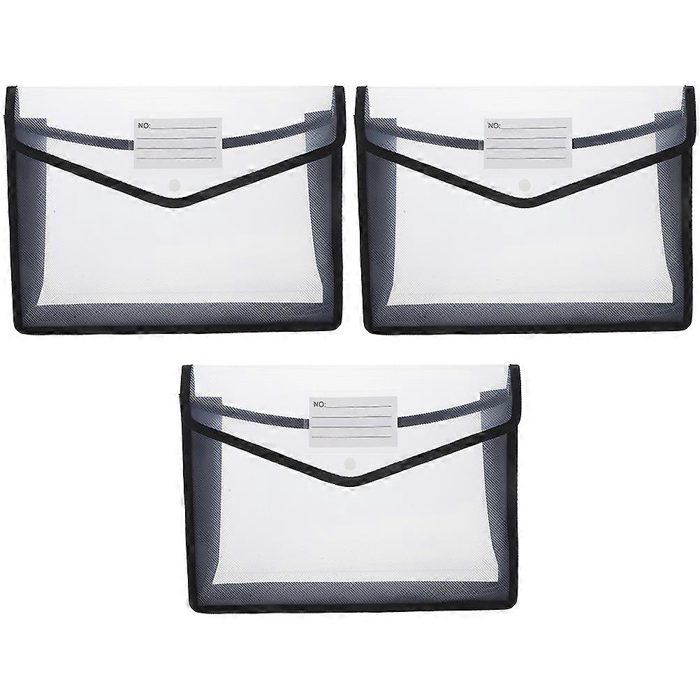 3Pcs File Storage Bags A4 File Pockets Document Wallets Practical File ...