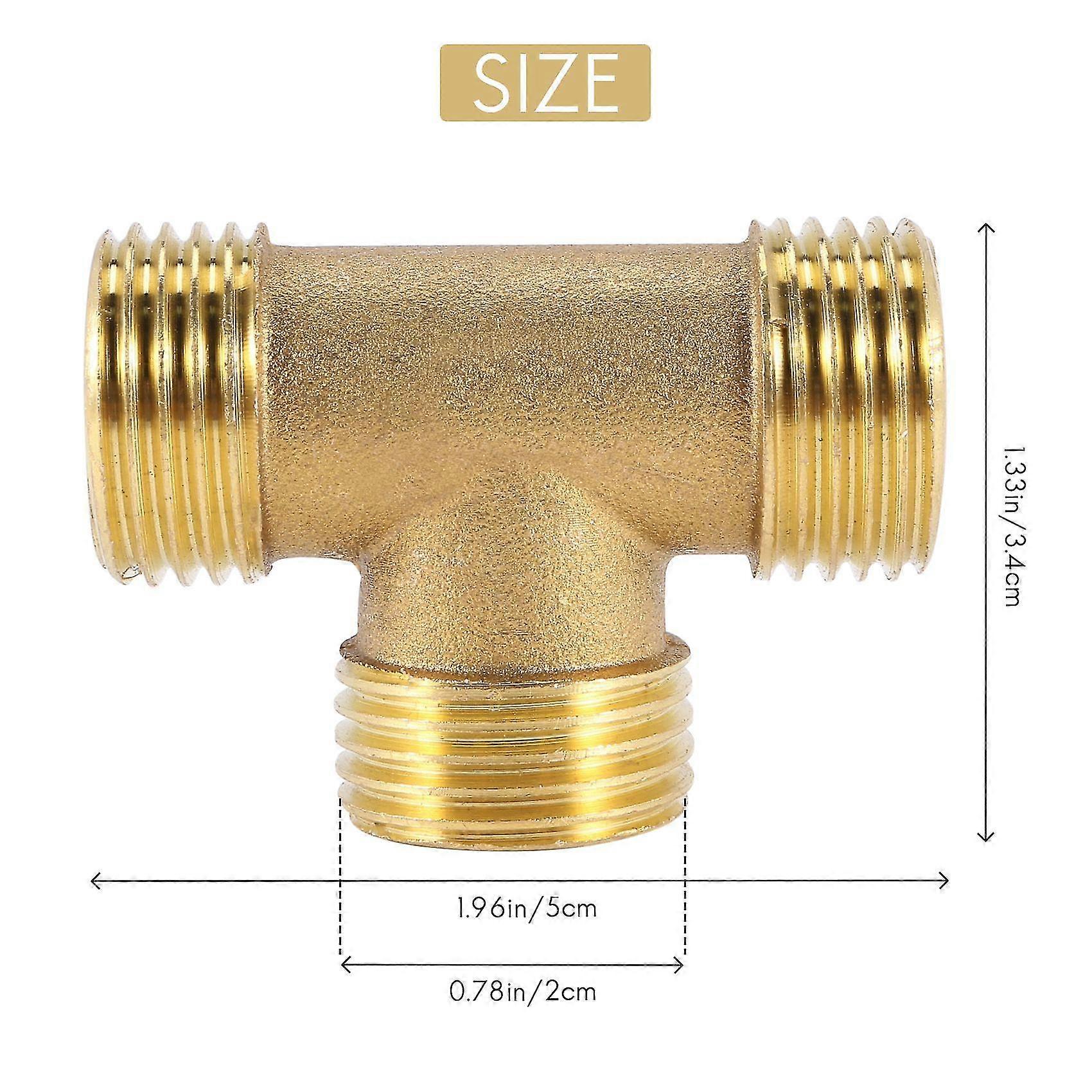 Brass T Shape Water Fuel Pipe Equal Male Tee Adapter Connector 1/2 ...