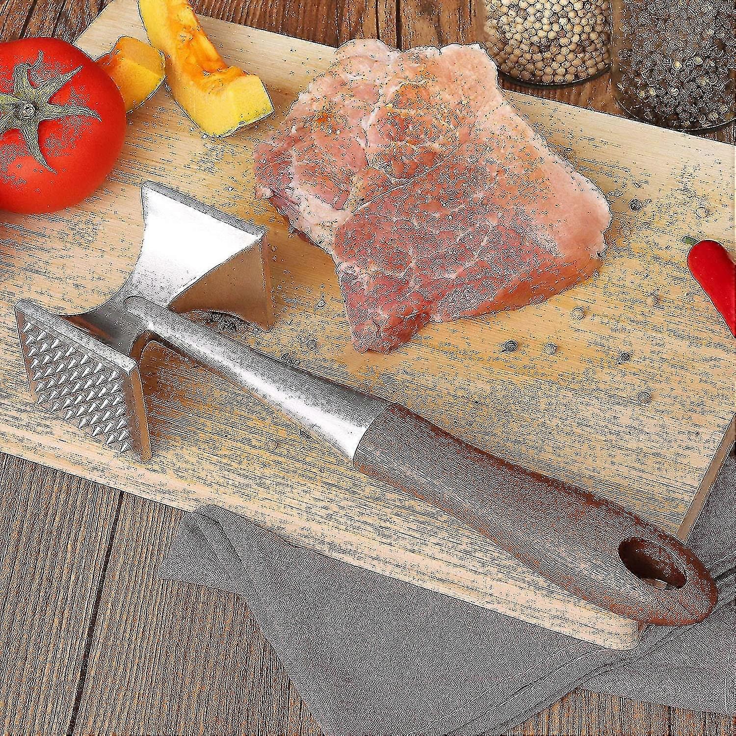 Meat Tenderizer, Meat Hammer, Heavy Duty Steak Hammer With Wooden ...