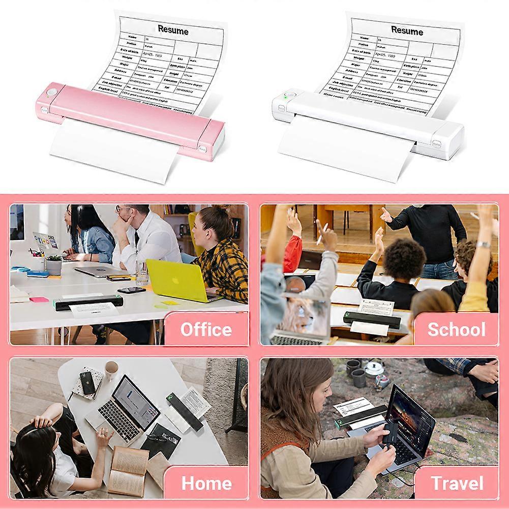 Small Mini Inkless Thermal Printer for A4 Rechargeable Lightweight ...