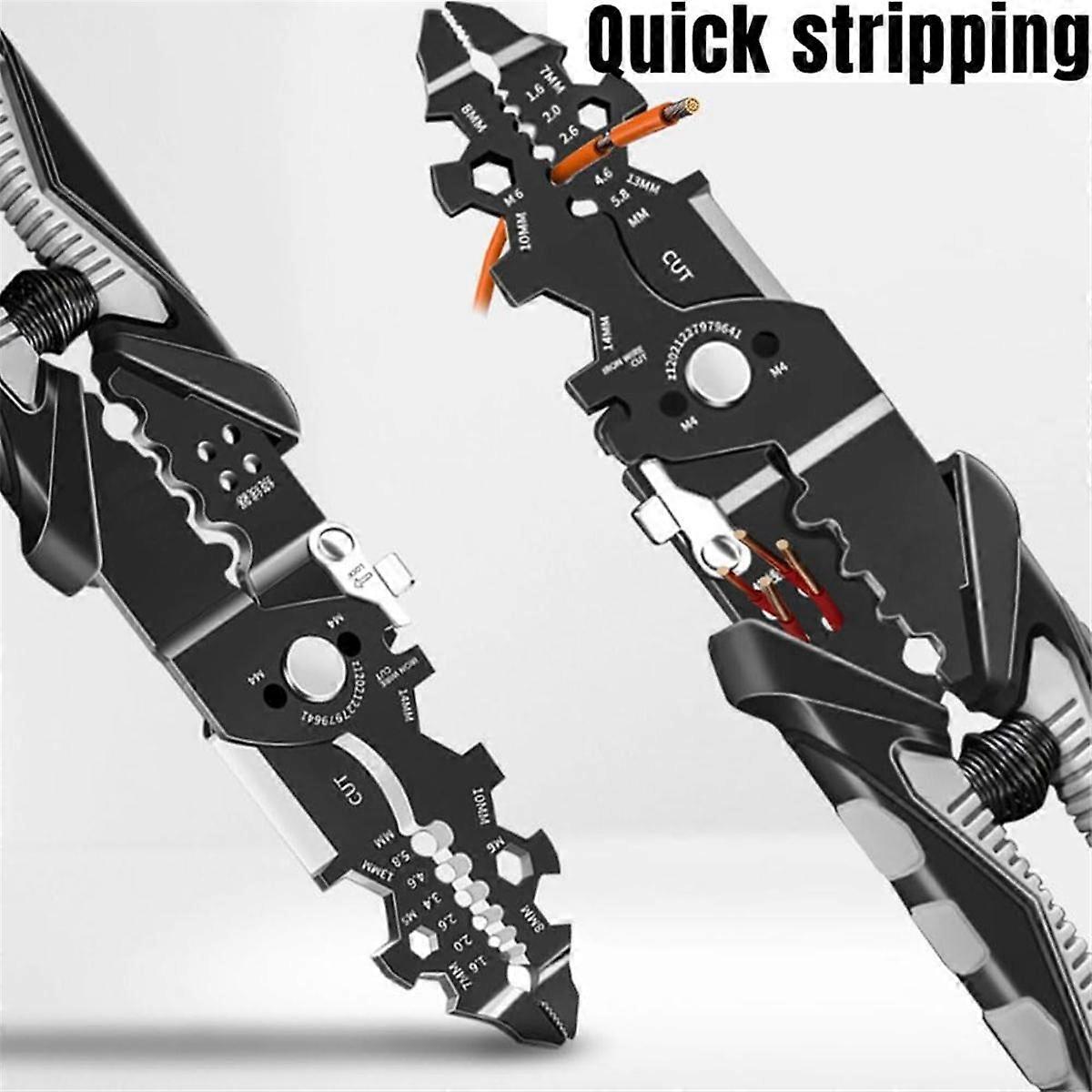 2PCS Multifunctional Wire Stripper Crimper Cable Cutter Pliers, 25-In-1 ...