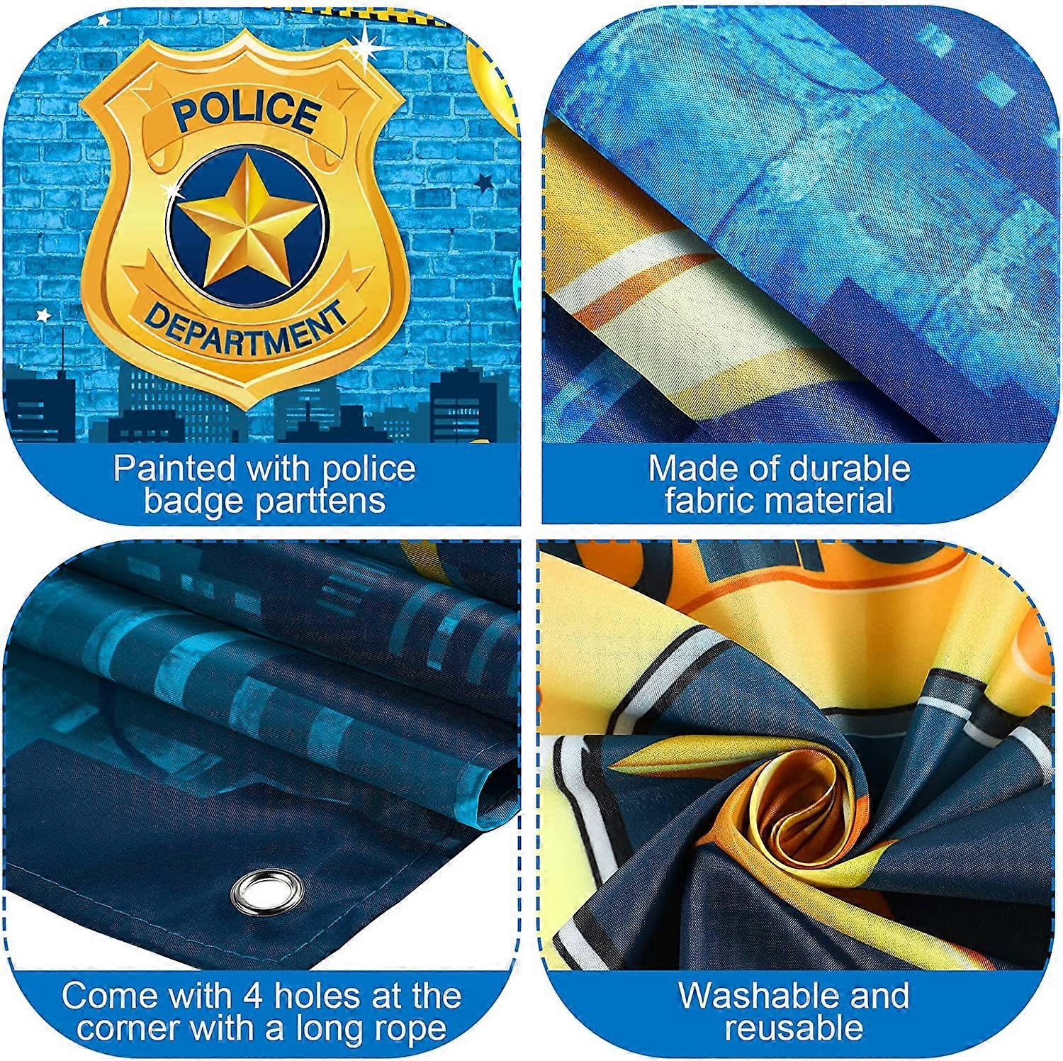 Police Party Photography Banner Police Department Badge Blue Brick Wall ...