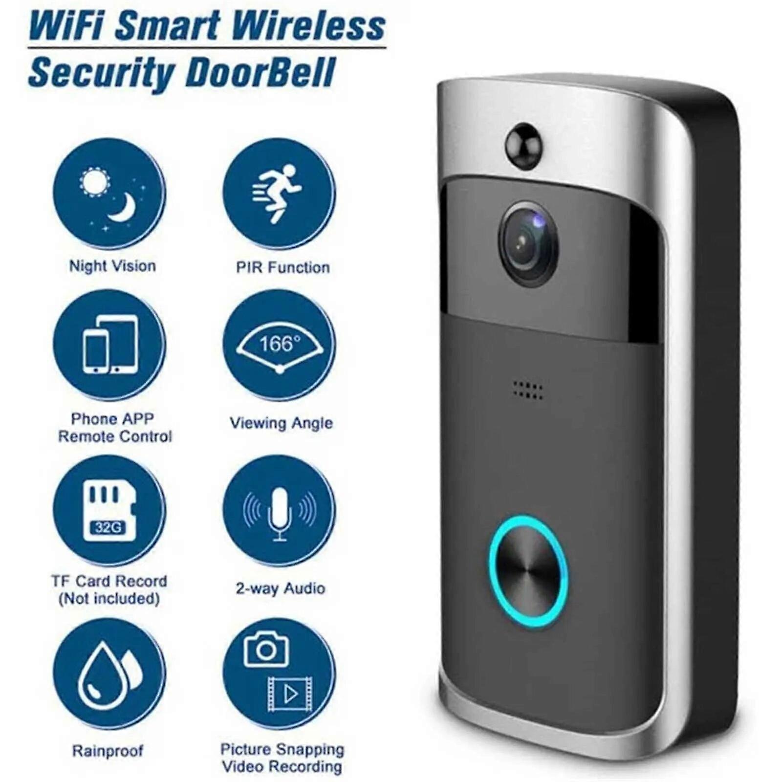 Wireless Doorbell Intercom WiFi Outdoor HD Camera Night-vision Security ...