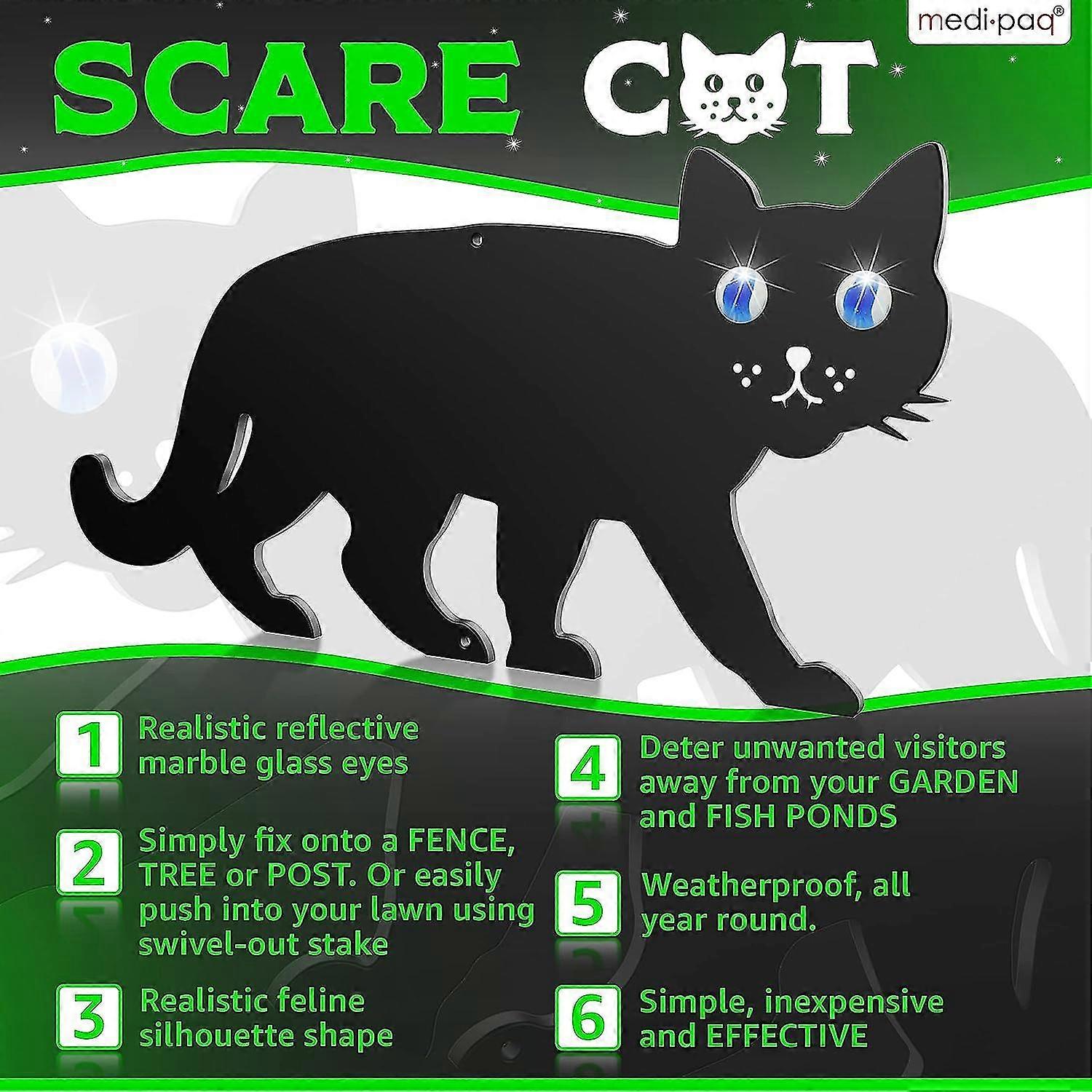 Garden Scare Cat With Reflective Marble Eyes - 2 Pack Best Cat ...