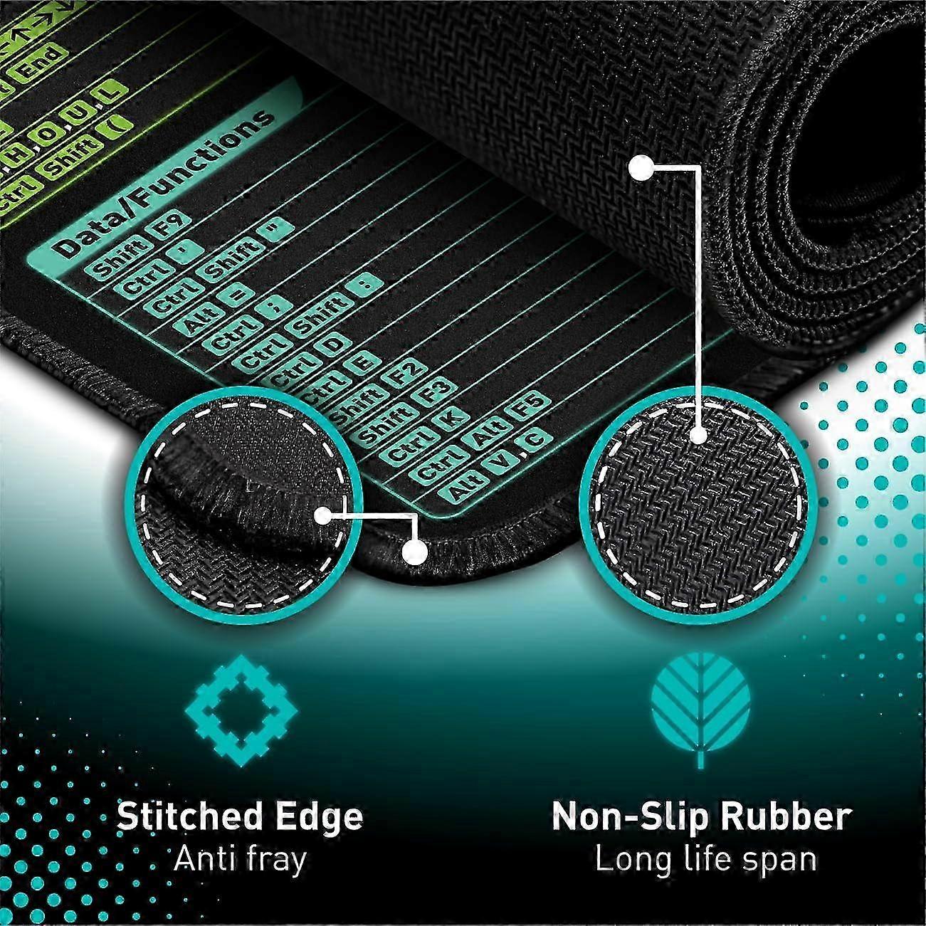 Excel Shortcut Keys Mouse Pad - Extended Large XL Cheat Sheet Gaming ...