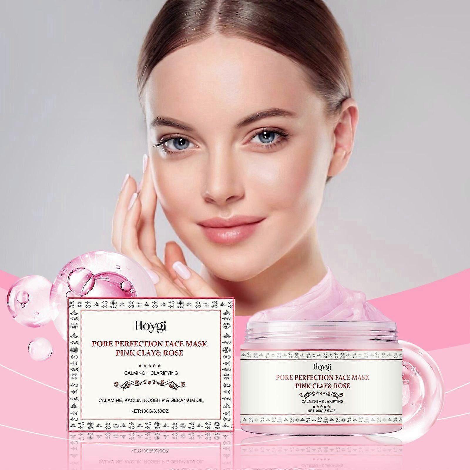 Pink rose clay mask, gently clean the face, moisturizing mask, soft and ...