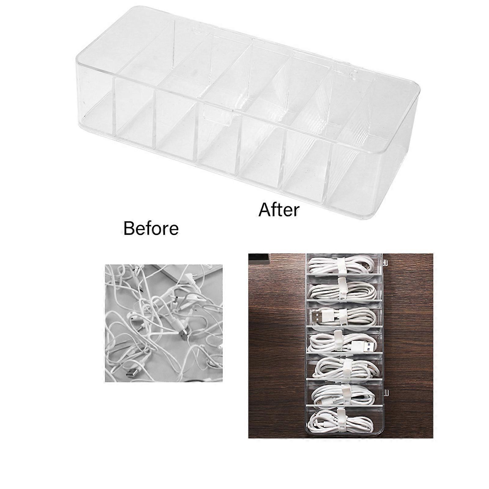 Cable Management Box with 8 Compartments Cable Organiser Transparent ...