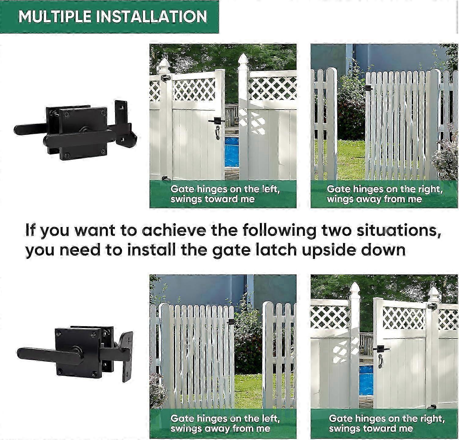 Double Side Gate Latch, Heavy Duty Swinging Door Latch Gate Hardware ...