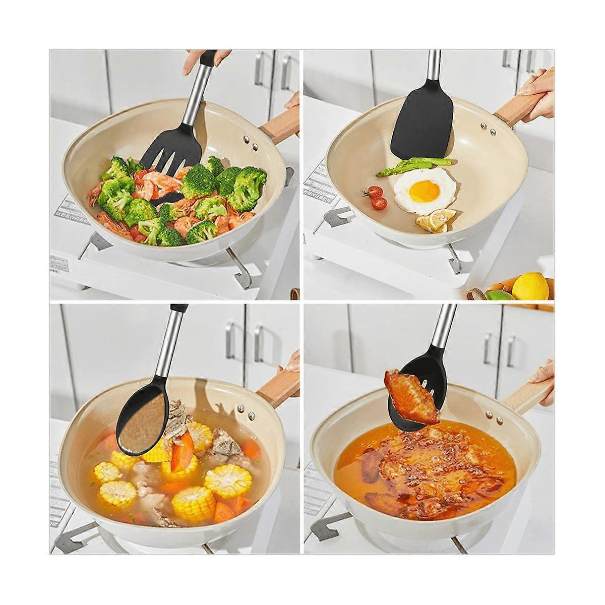 Silicone Cooking Spatulas and Spoons, Heat Silicone Cooking Utensils ...