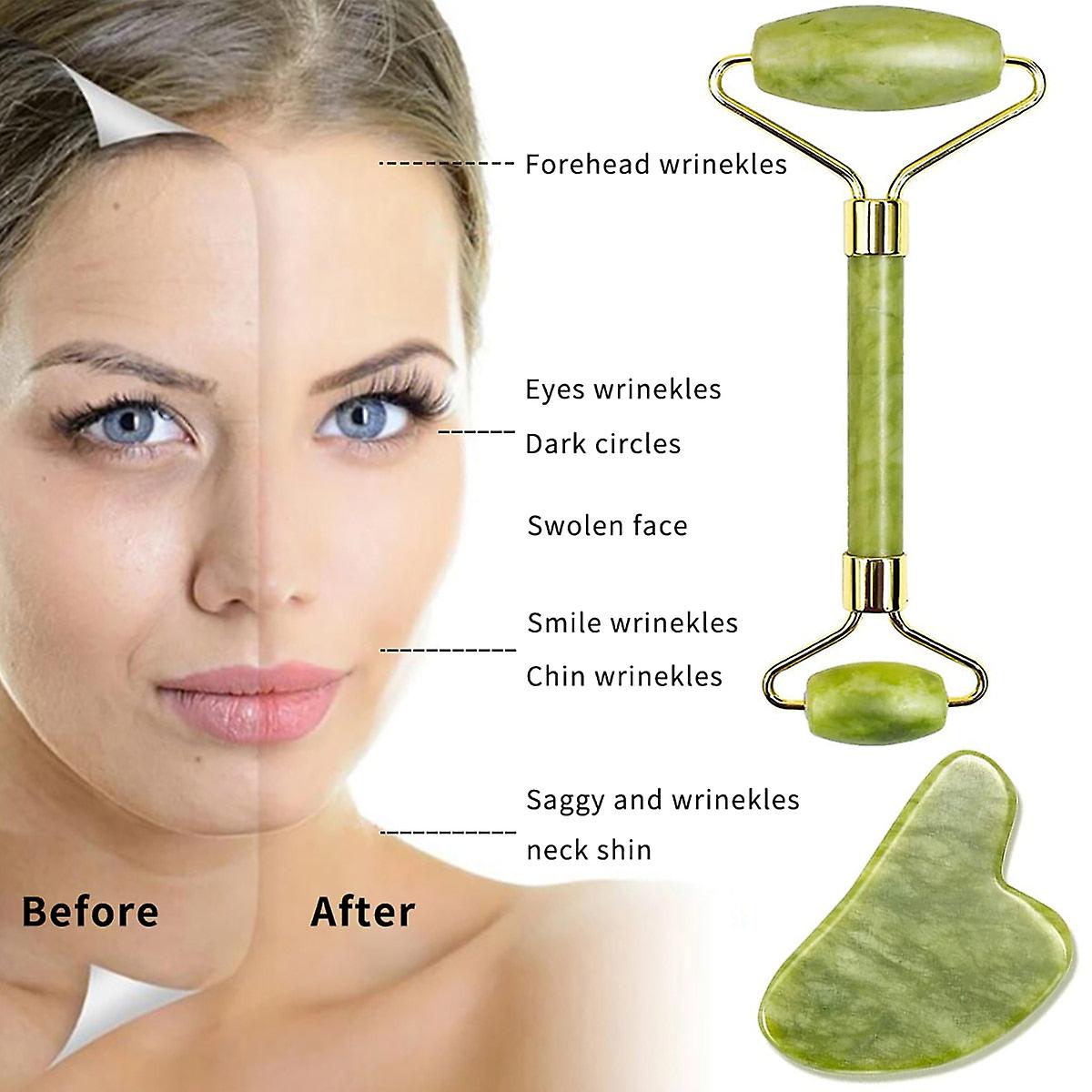 Natural Jade Face Massager Gua Sha Stone Face Guasha Masaje Facial ...