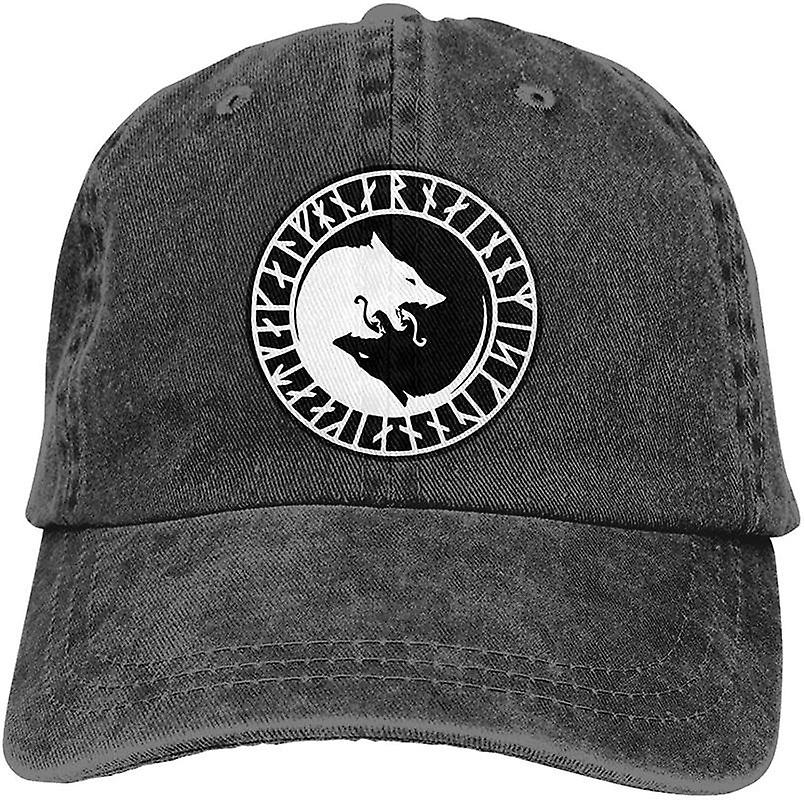 Vikings Mjolnir And Rune Wheel Norse Mythology Symbol Baseball Dad Cap ...