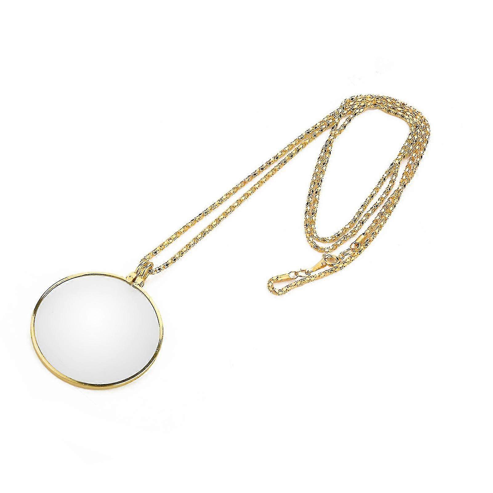 5X Magnifier Monocle Lens Necklace Magnifying Glass Loupe (Gold ...