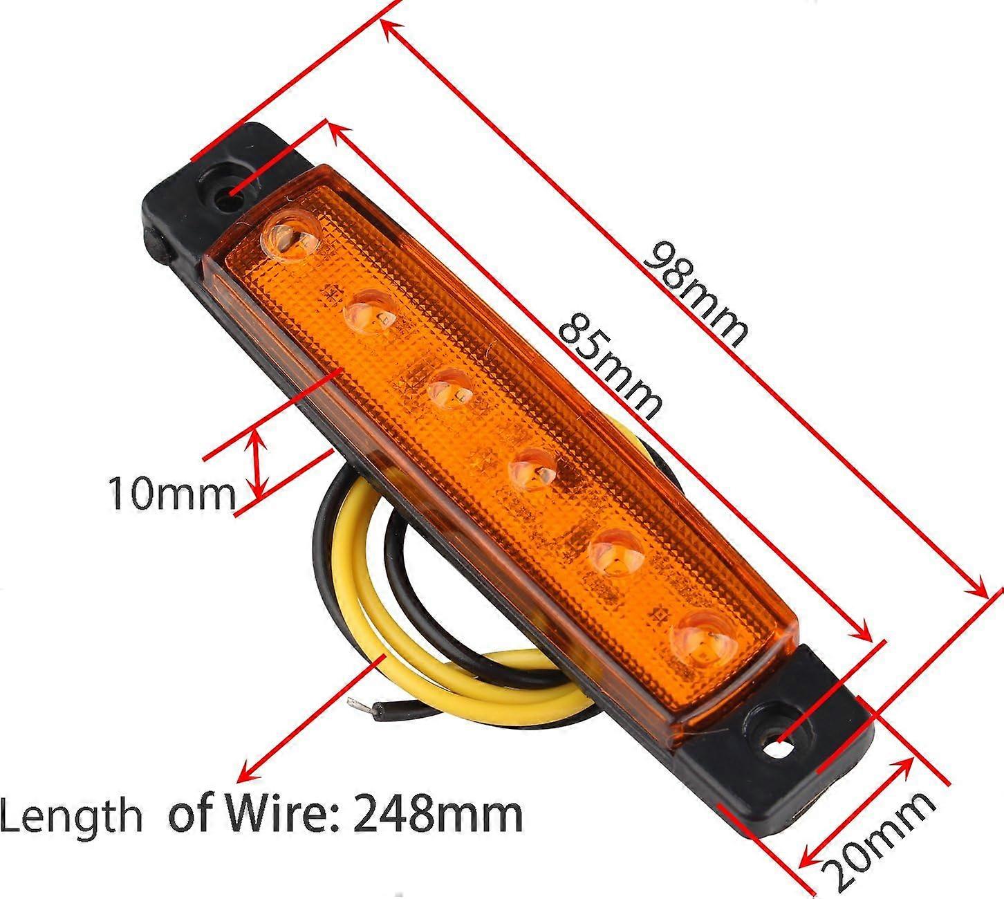 10-pack 12V 6 SMD LED-sidomarkeringsljus - främre och bakre markeringsljus för släpvagn, lastbil ...