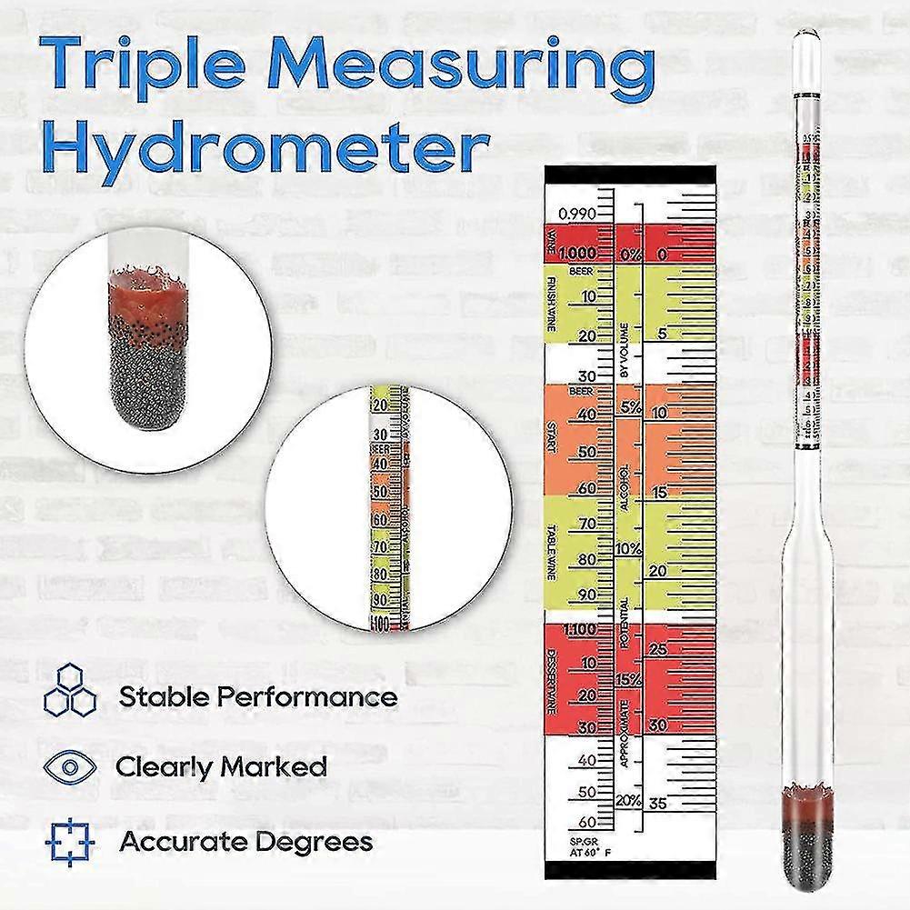 Home Wine Hydrometer, Triple Scale Hydrometer For Wine, Beer And Mead ...
