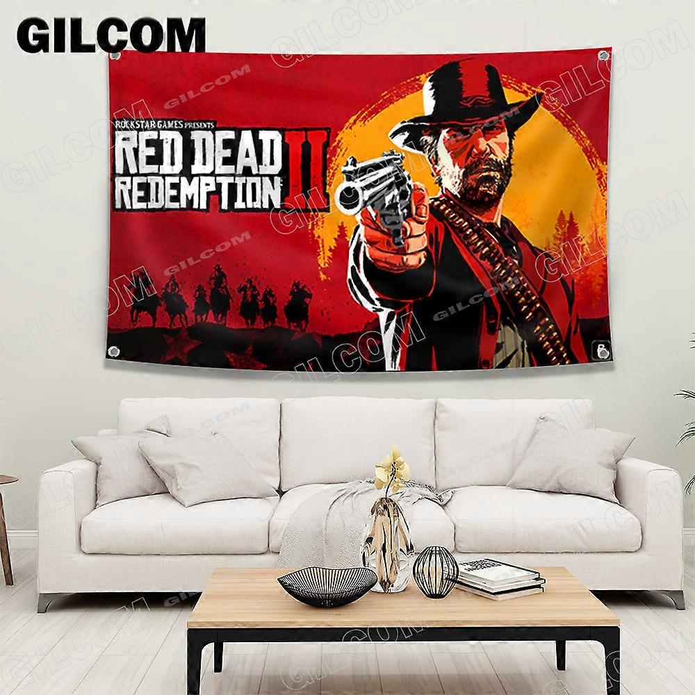 Red Dead Redemption 2 Flag Popular Game Vintage Poster Tapestry For ...
